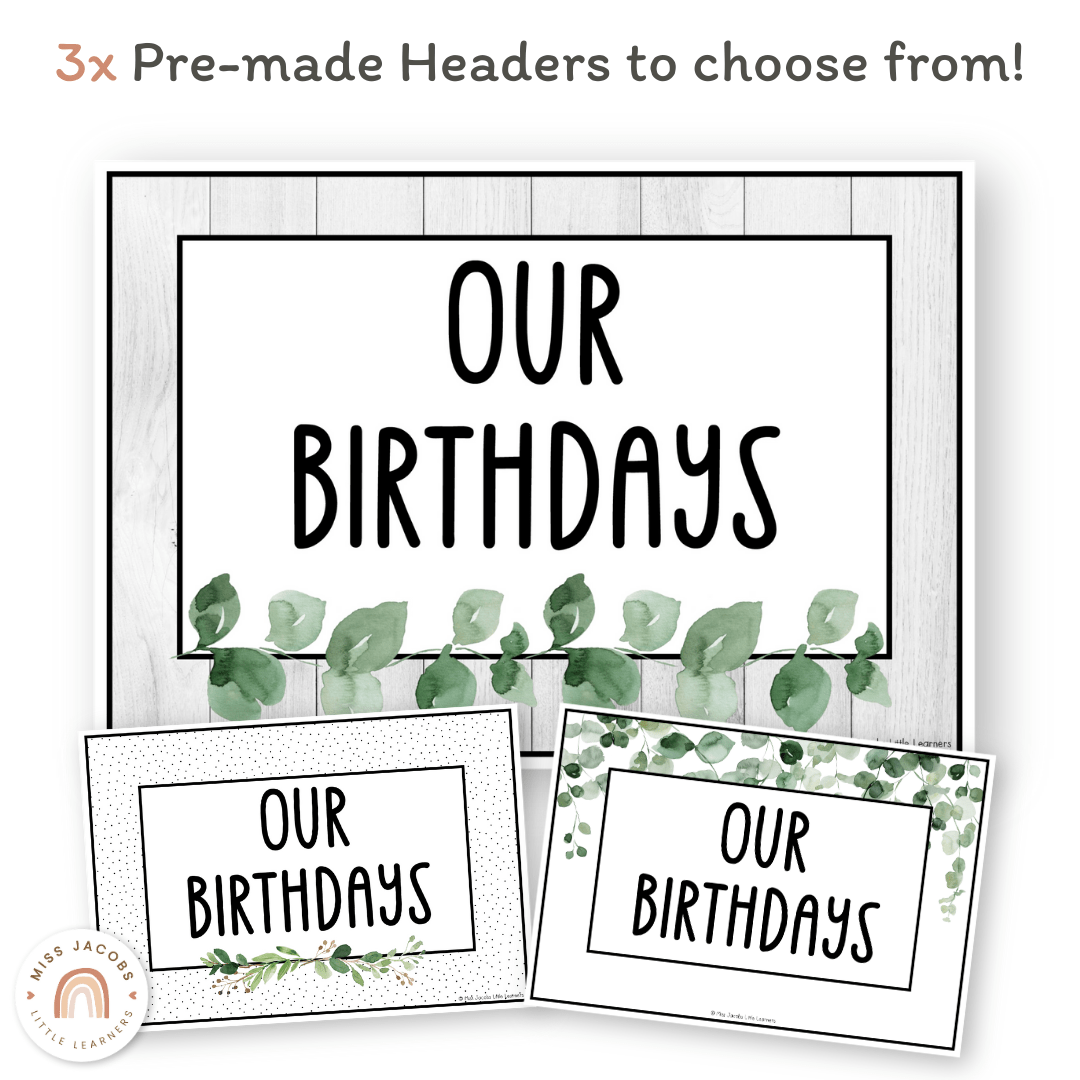 Birthday Display - Modern Botanical Classroom Theme - Miss Jacobs ...