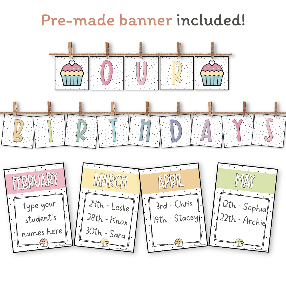 Birthday Chart - Spotty Pastel Classroom Decor - Miss Jacobs
