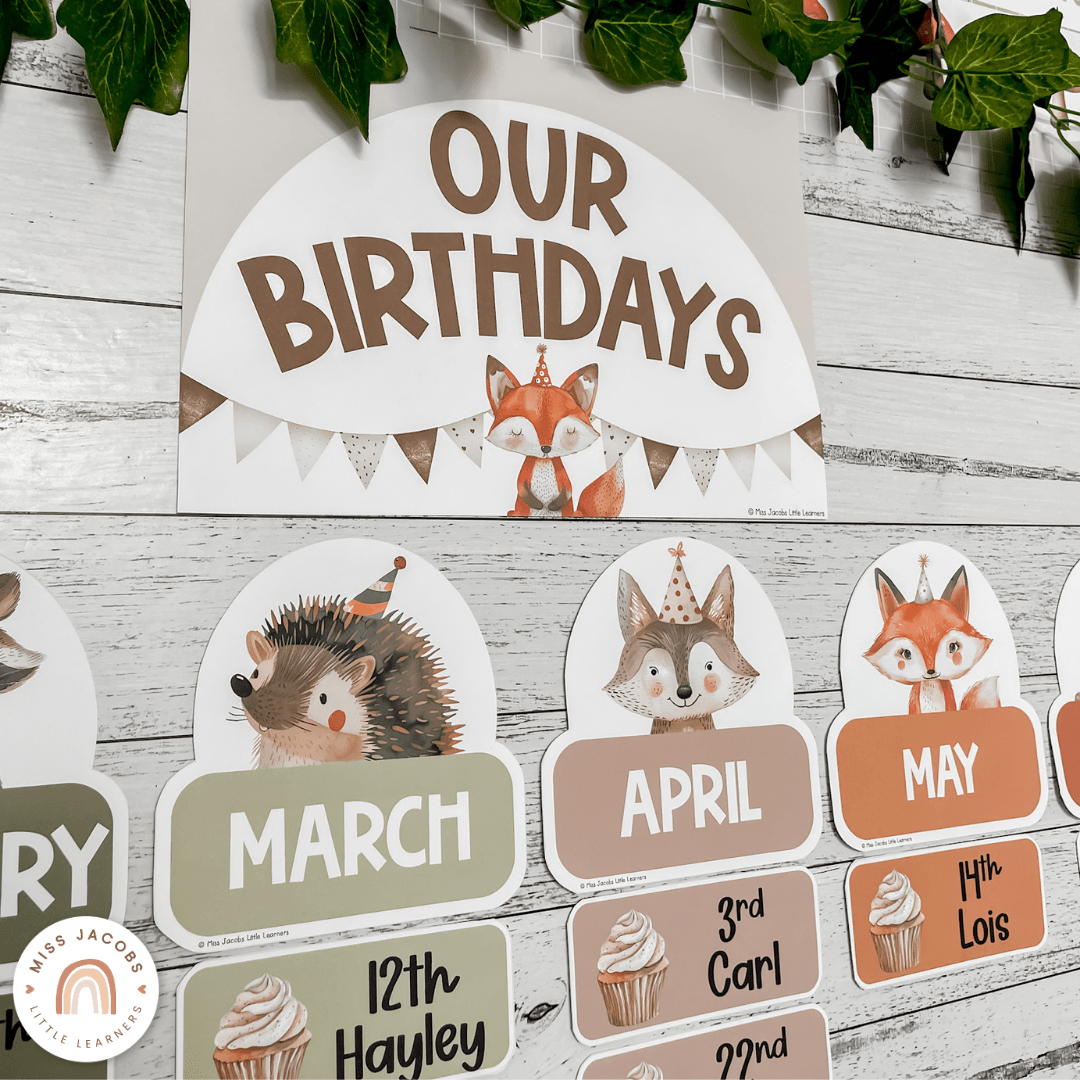 Birthday Display - Woodland Theme Classroom Decor - Miss Jacobs
