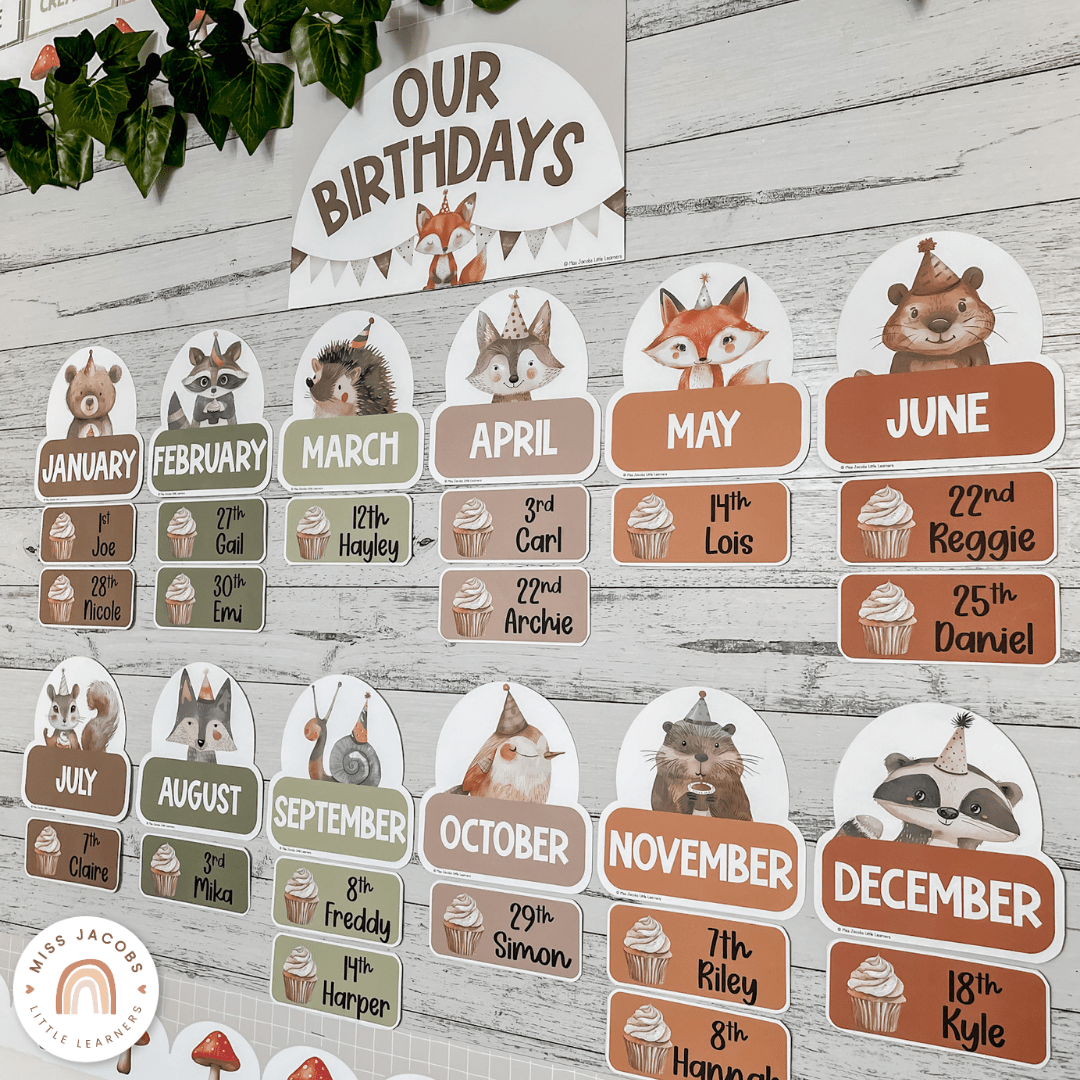 Birthday Display - Woodland Theme Classroom Decor - Miss Jacobs
