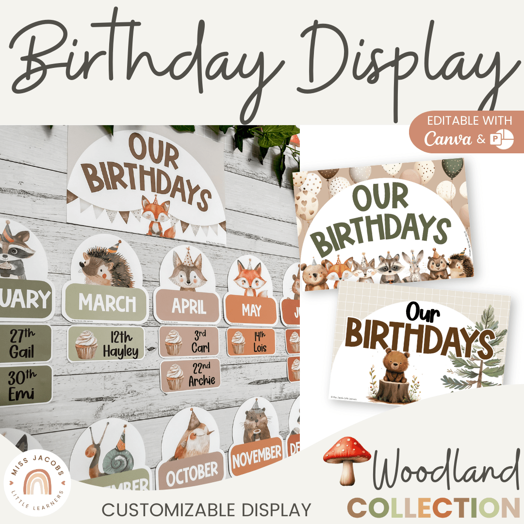 Birthday Display - Woodland Theme Classroom Decor - Miss Jacobs