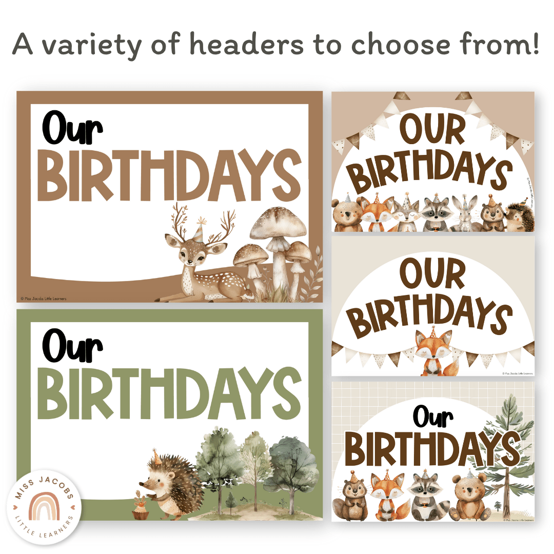 Birthday Display - Woodland Theme Classroom Decor - Miss Jacobs