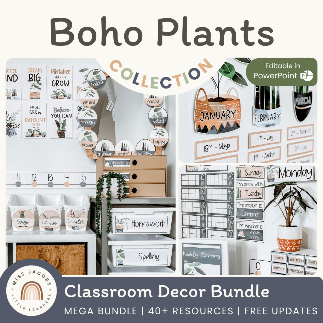 Boho Plants Classroom Decor - Rustic Boho Theme - Miss Jacobs – Miss ...