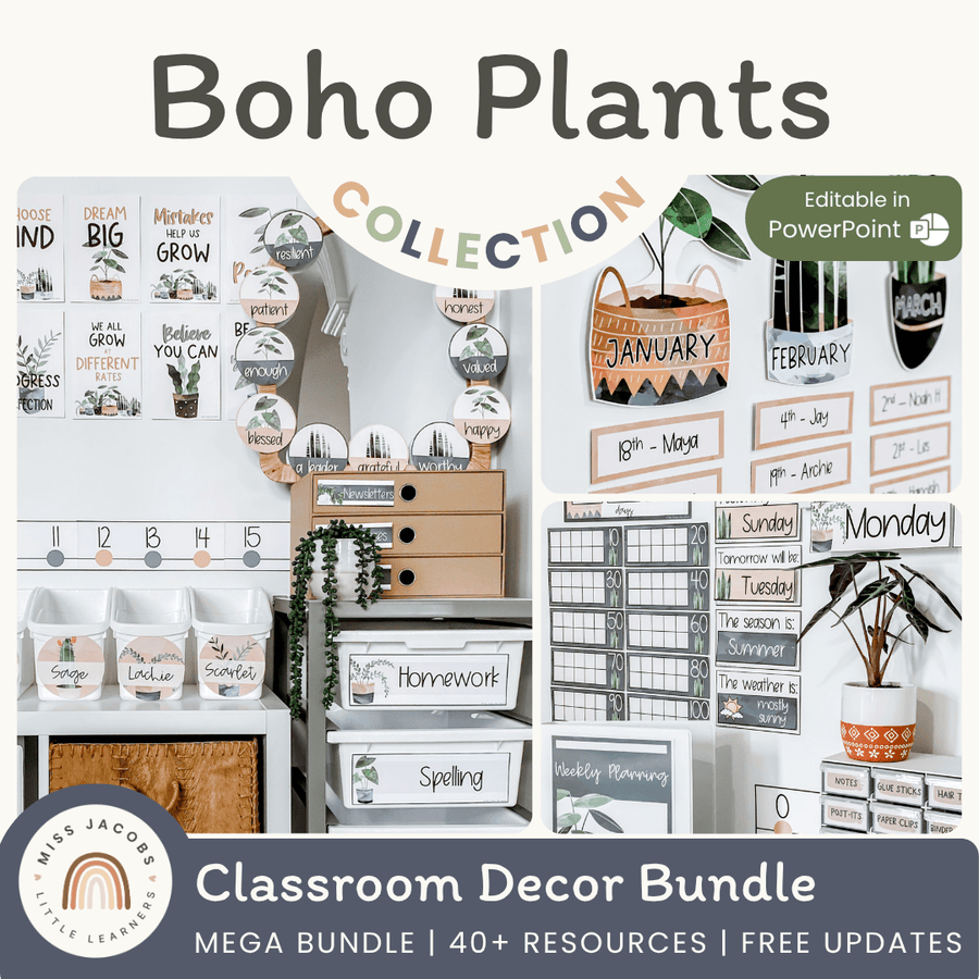 Boho Plants Classroom Decor - Miss Jacobs Little Learners
