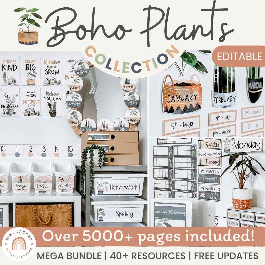Boho Plants Classroom Collection - Miss Jacobs Little Learners - Miss ...