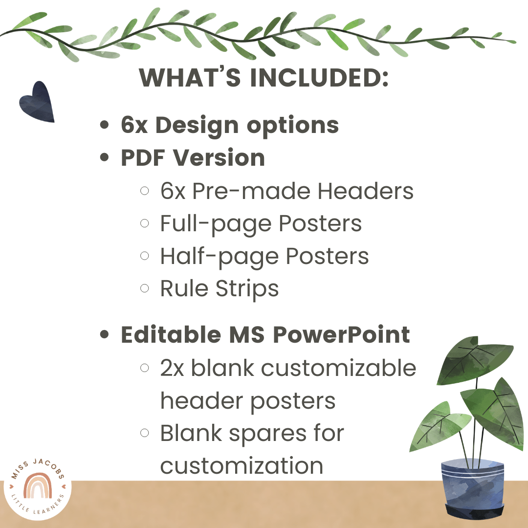 Classroom Rules Posters | Boho Plants