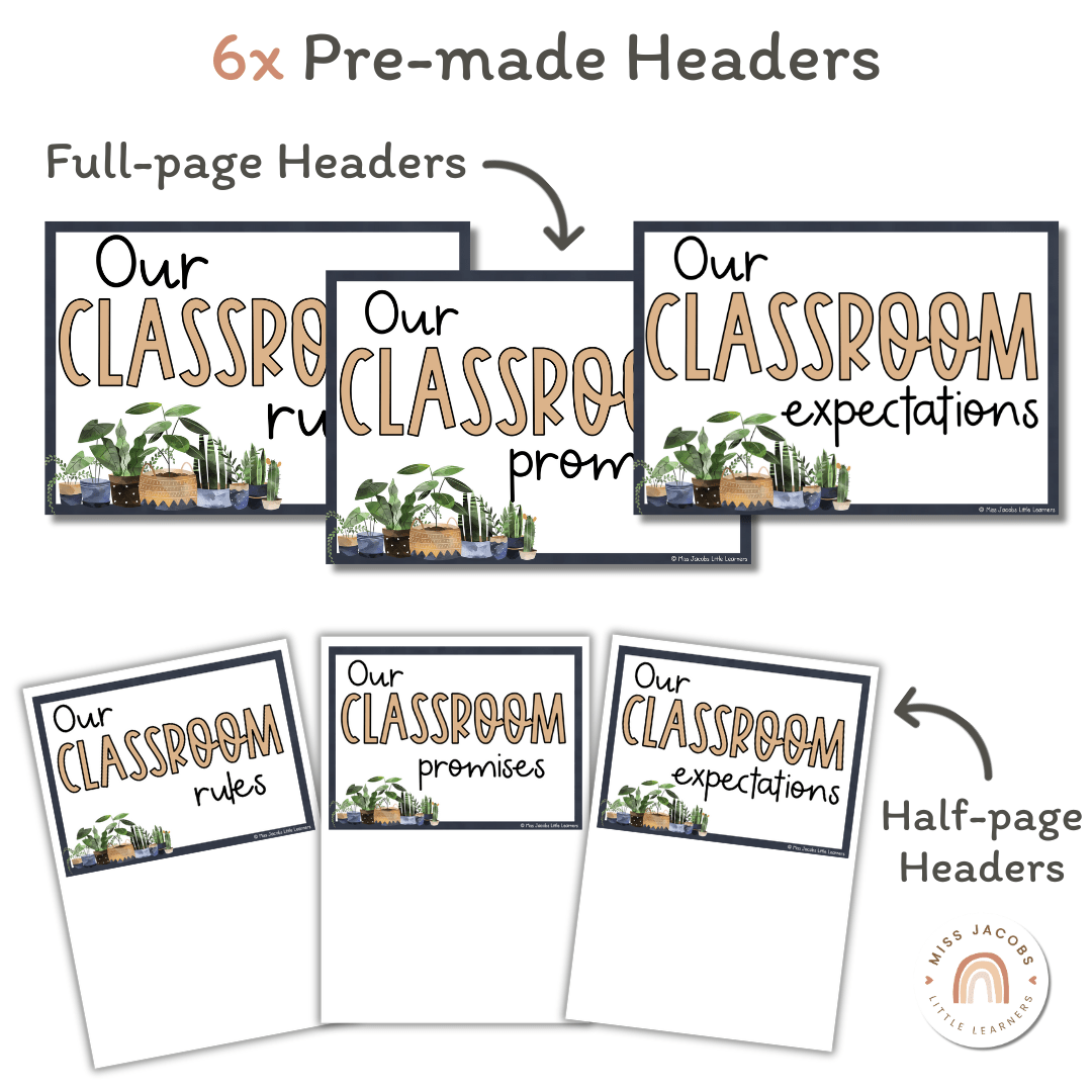 Classroom Rules Posters | Boho Plants