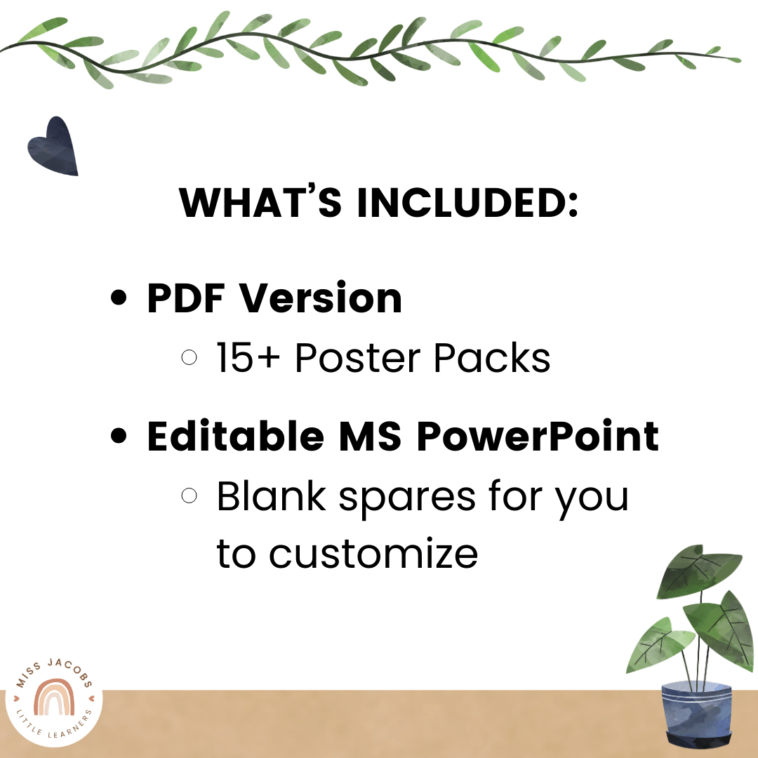 Boho Plants Math Posters Decor - Miss Jacobs