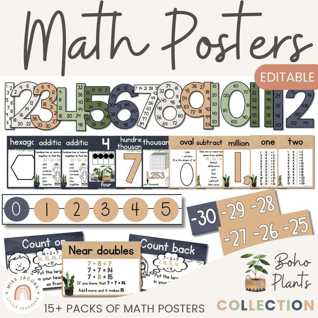 Boho Plants Math Posters Decor - Miss Jacobs