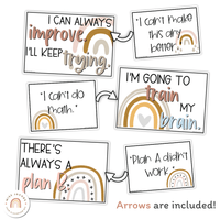 Growth Mindset Posters - Boho Rainbow Neutrals Classroom Theme - MJLL