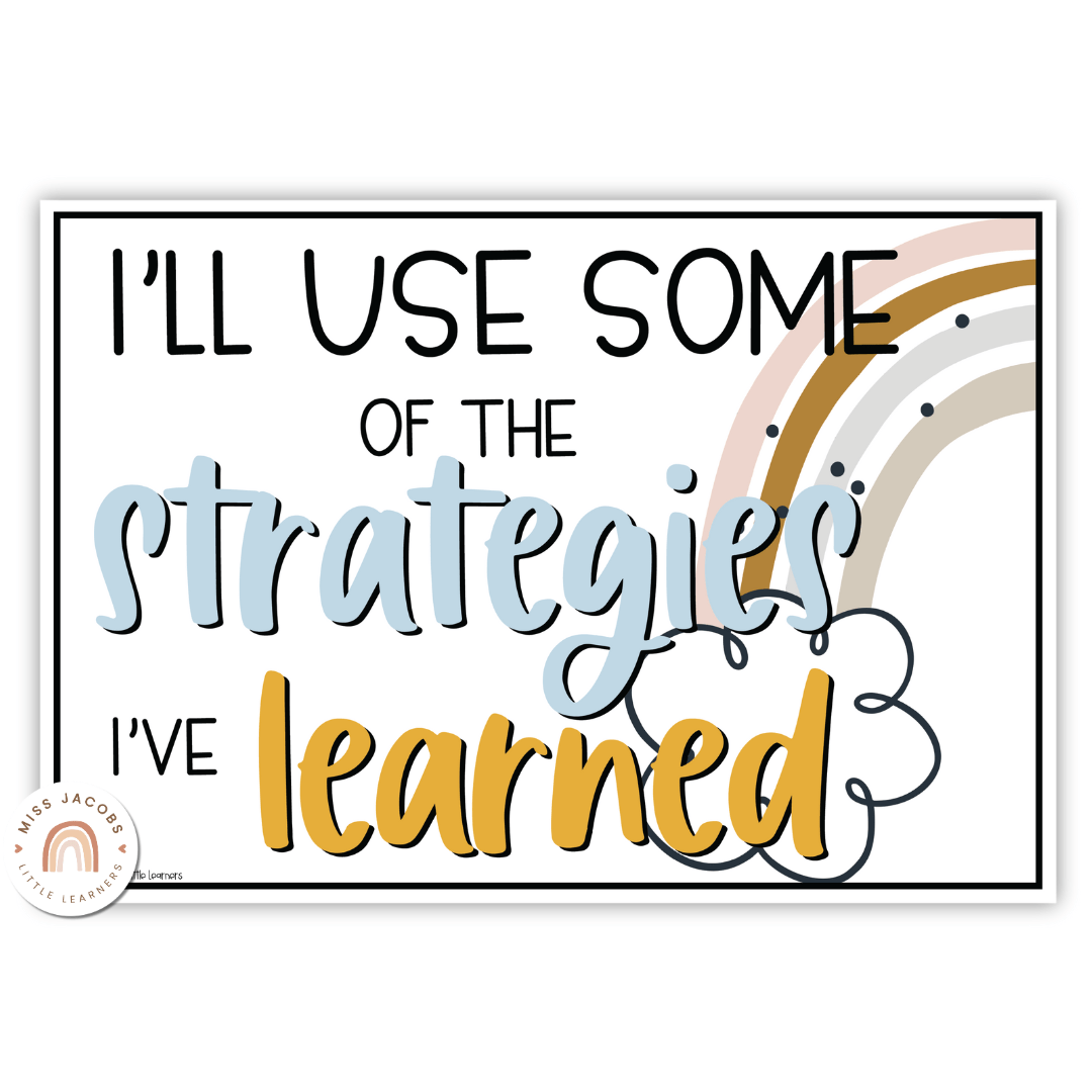 Growth Mindset Posters - Boho Rainbow Neutrals Classroom Theme - MJLL
