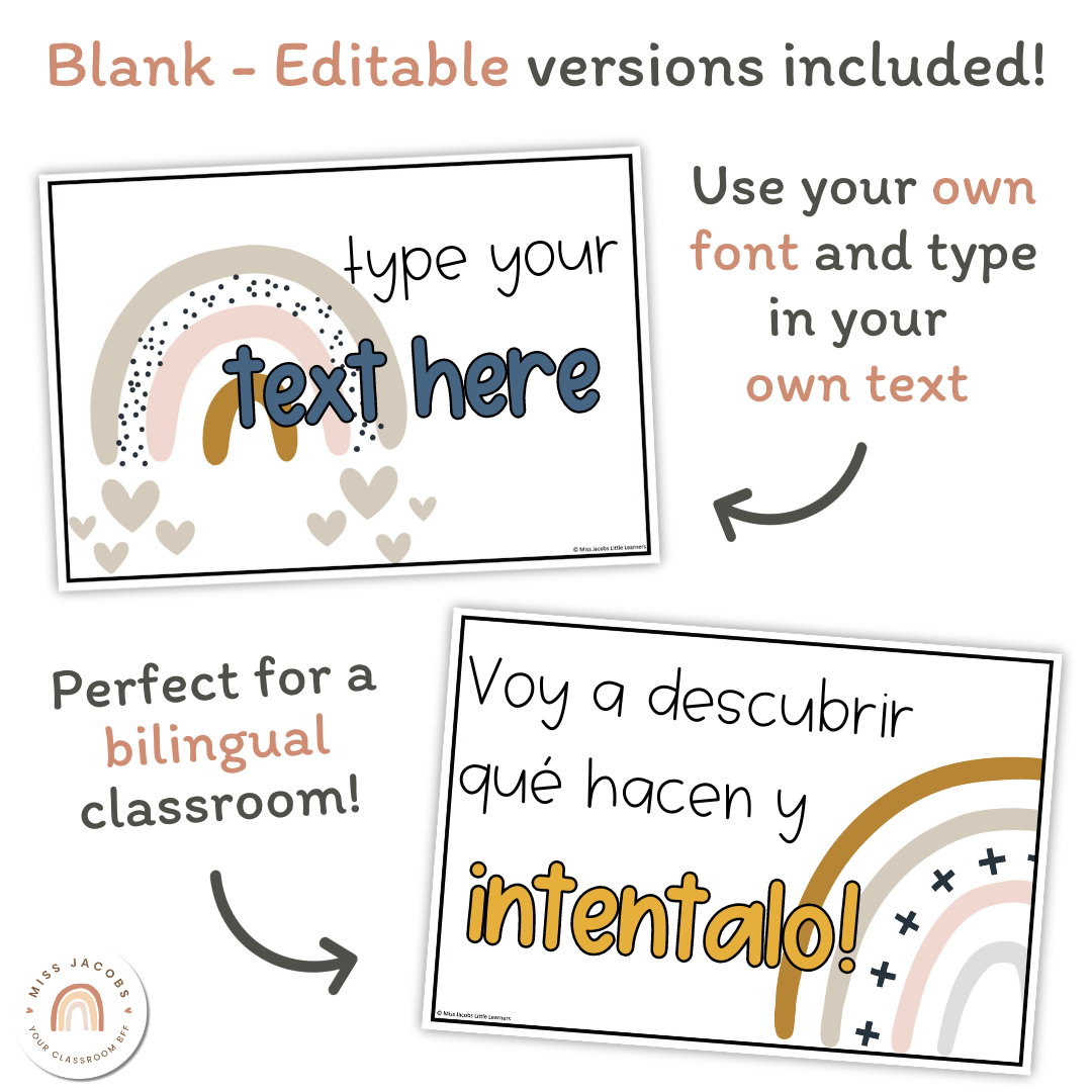 Growth Mindset Posters - Boho Rainbow Neutrals Classroom Theme - MJLL