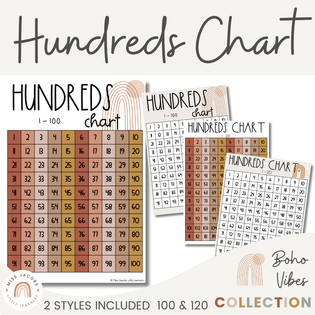 Boho Vibes Hundreds Chart