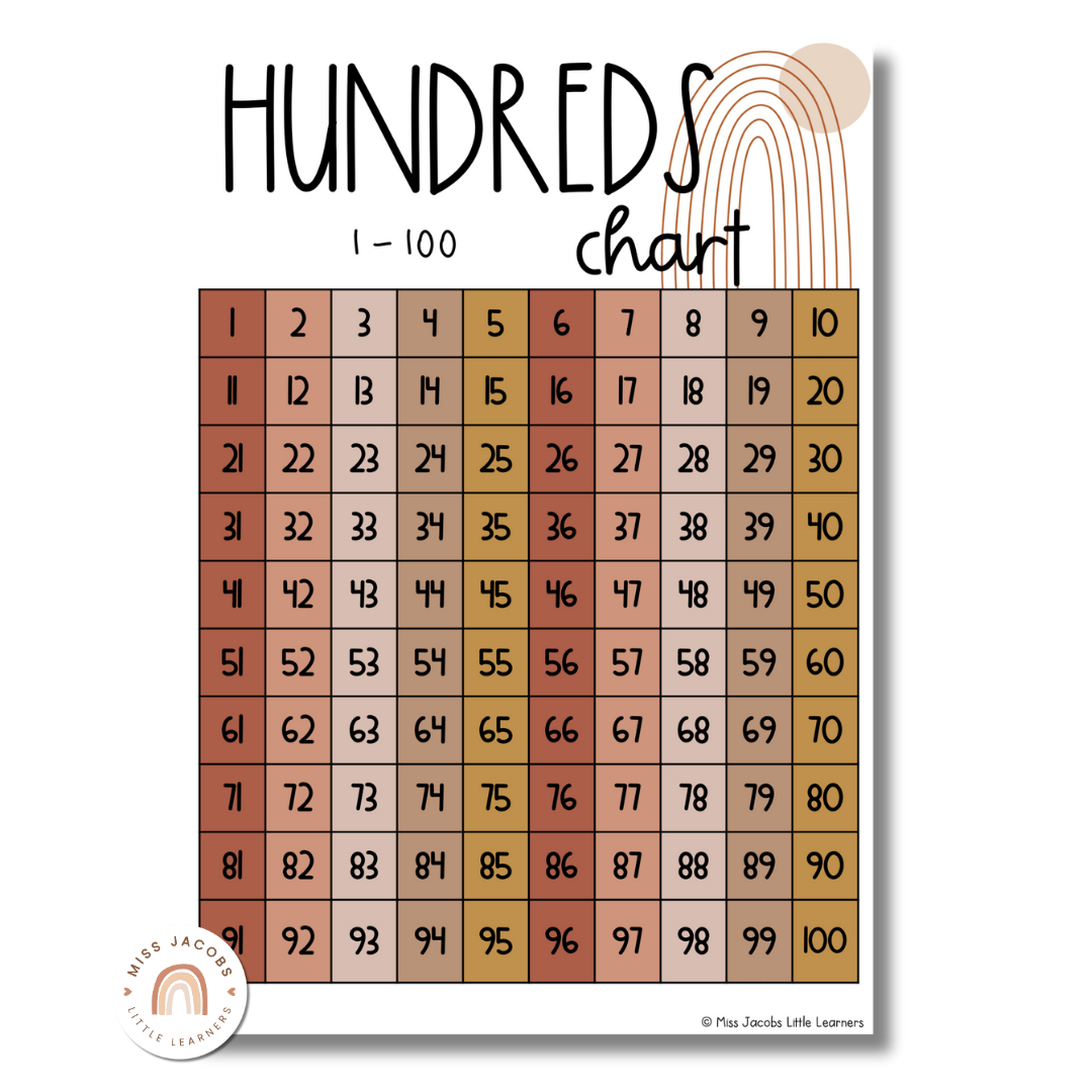 Boho Vibes Hundreds Chart