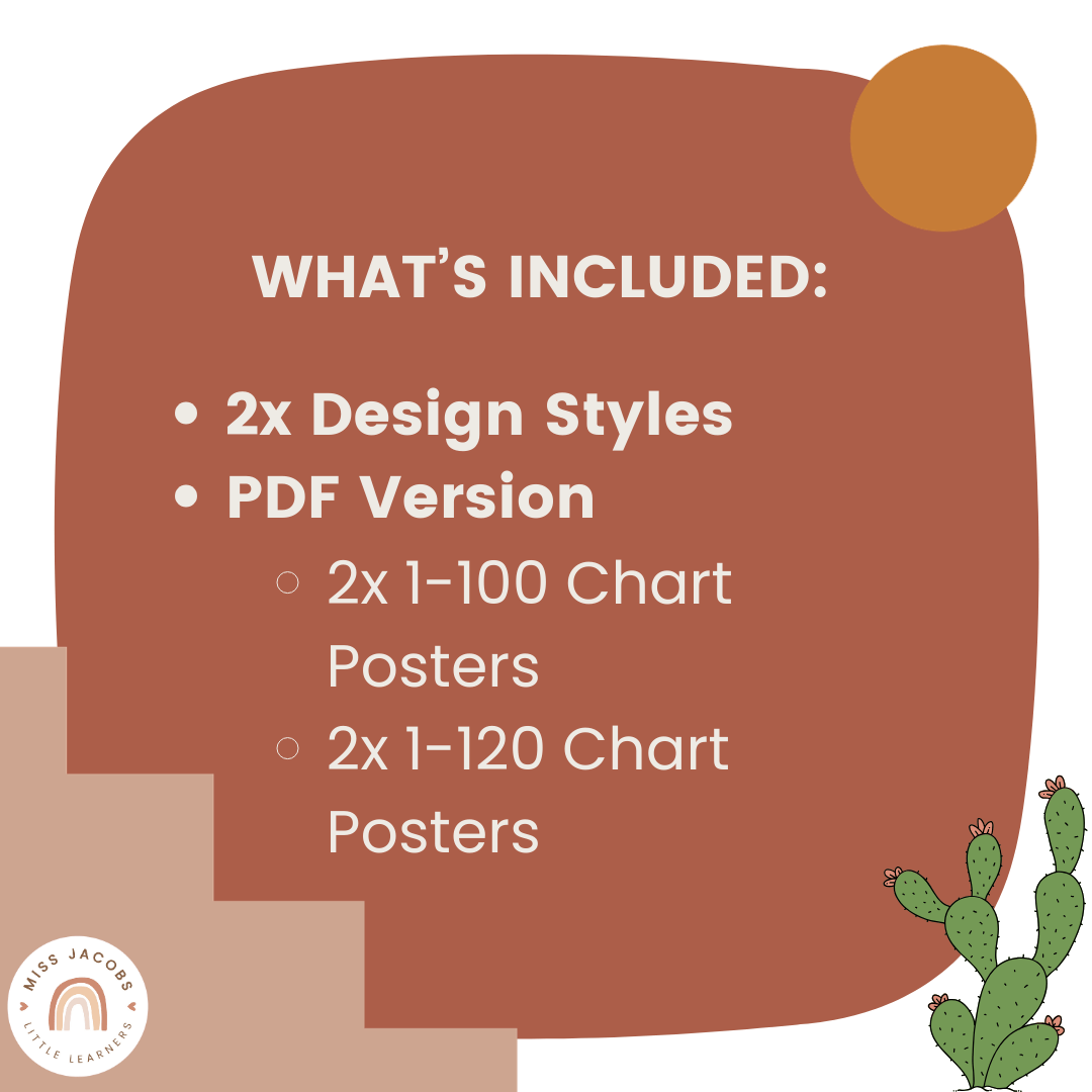 Boho Vibes Hundreds Chart