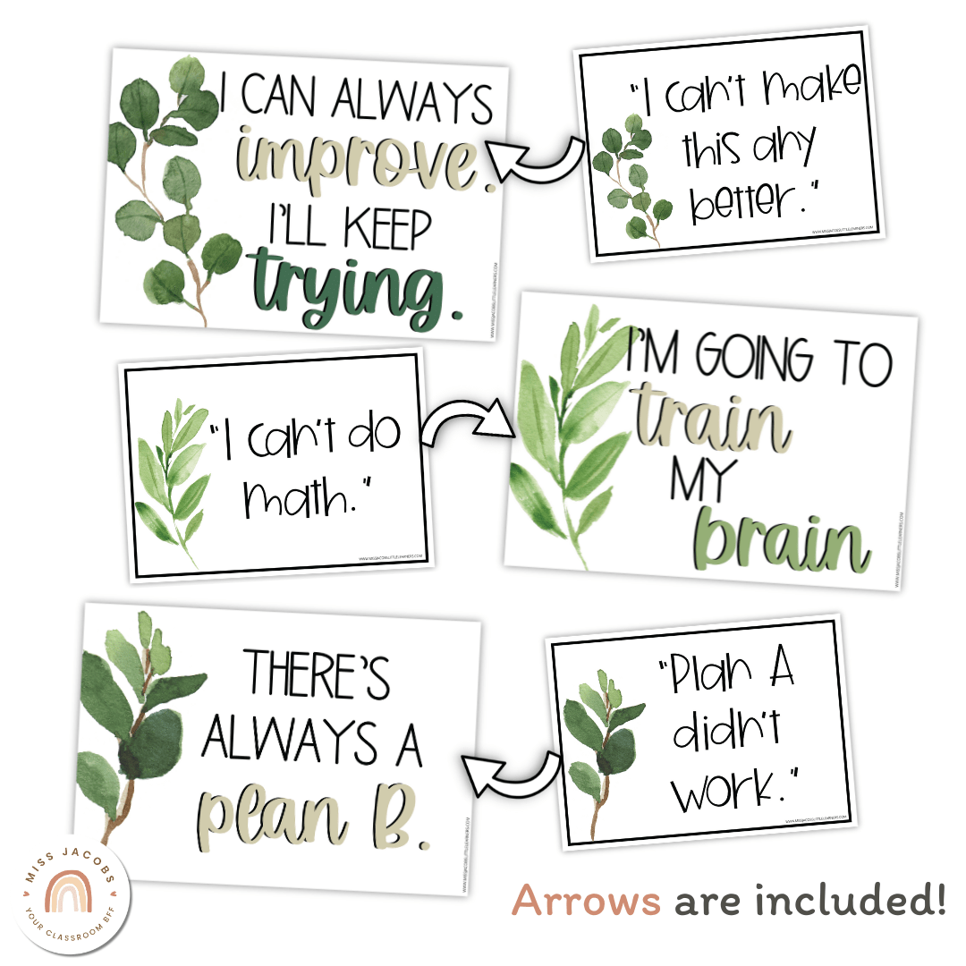 Growth Mindset Posters Eucalyptus - Modern Botanical Decor