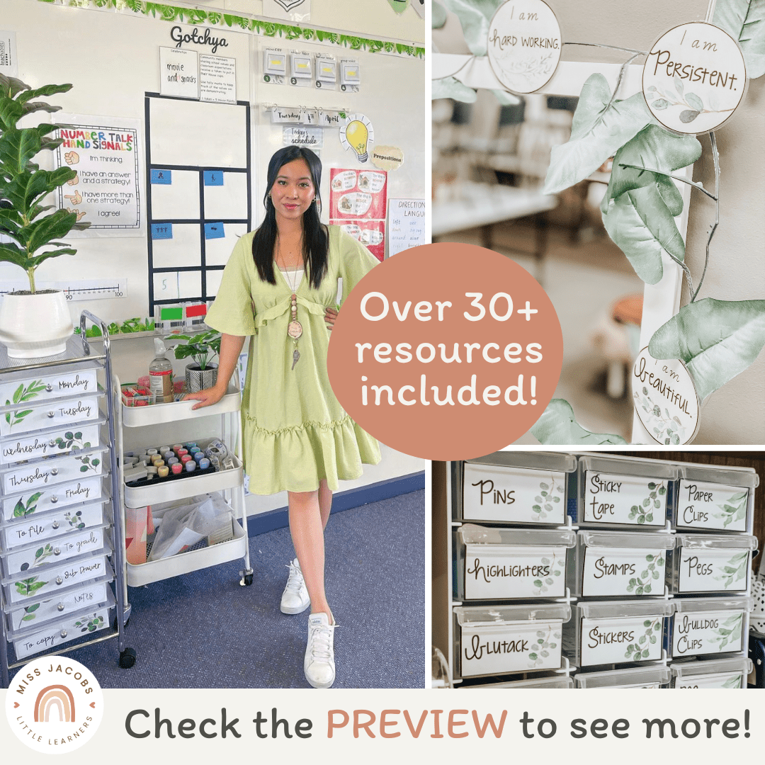 Modern Botanical Classroom Decor - Minimalist Farmhouse Theme - MJLL