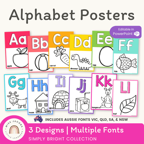 BRIGHTS Alphabet Posters | NEON RAINBOW CLASSROOM DECOR – Miss Jacobs ...