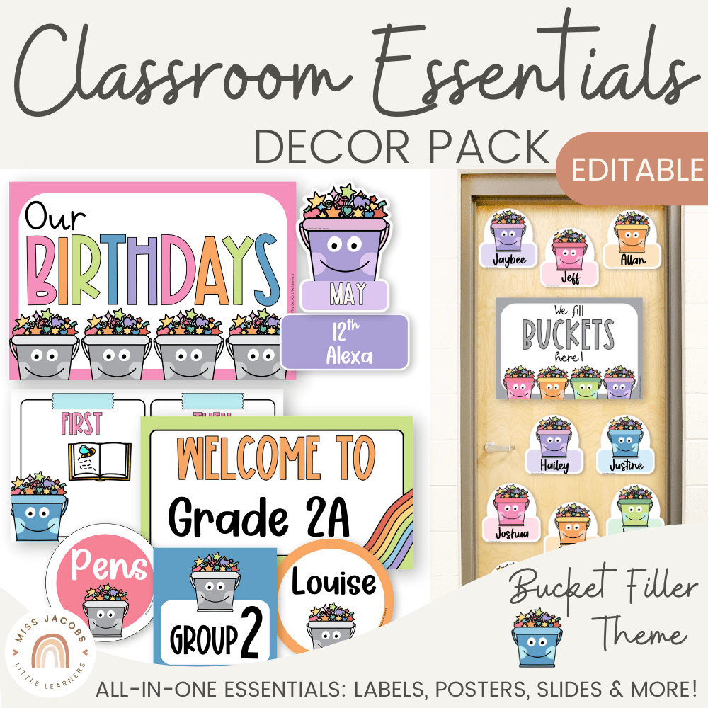 Bucket Filler Theme Classroom Essentials Decor Pack - Miss Jacobs