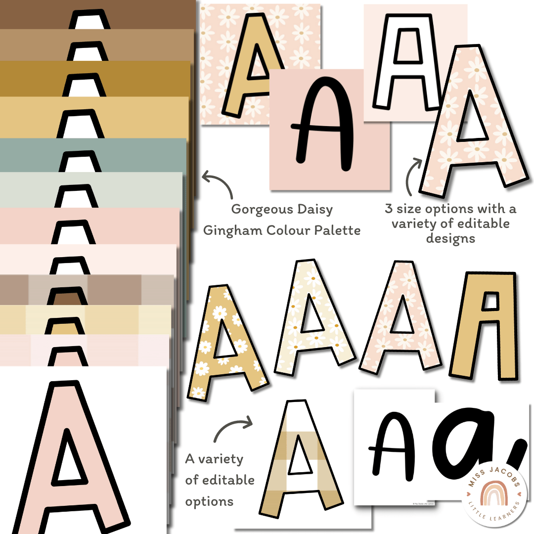 Bulletin Board Lettering Pack | Daisy Gingham Neutrals