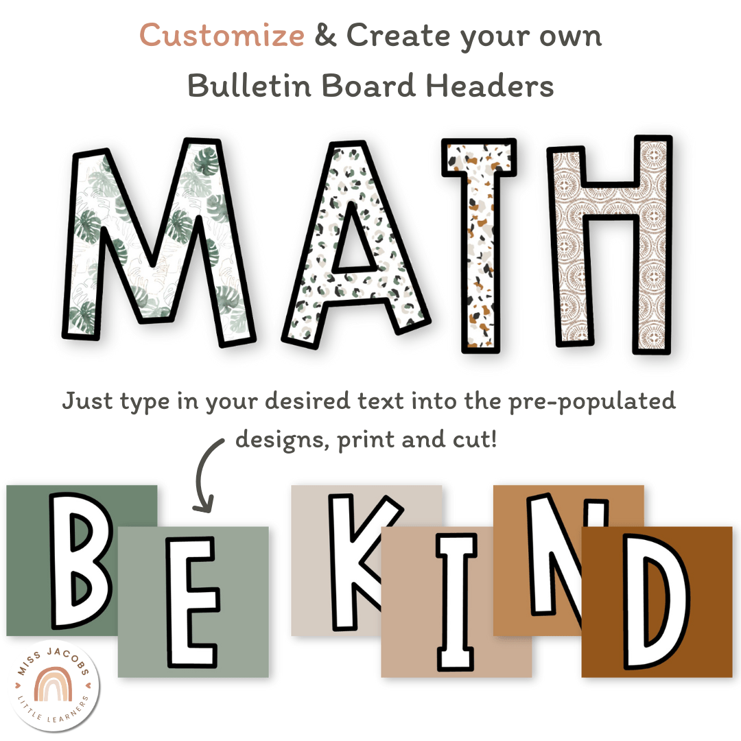 Bulletin Board Lettering Pack | Modern Jungle