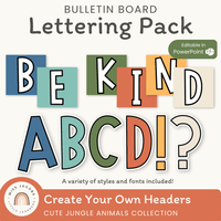 Bulletin Board Lettering Pack | Cute Jungle Animals