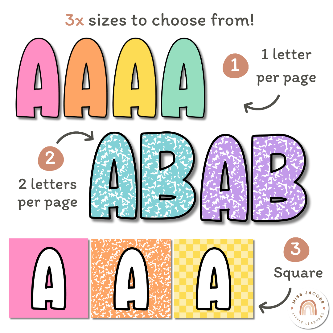 Bulletin Board Letters - Cutesy Composition Notebook Decor – Miss ...