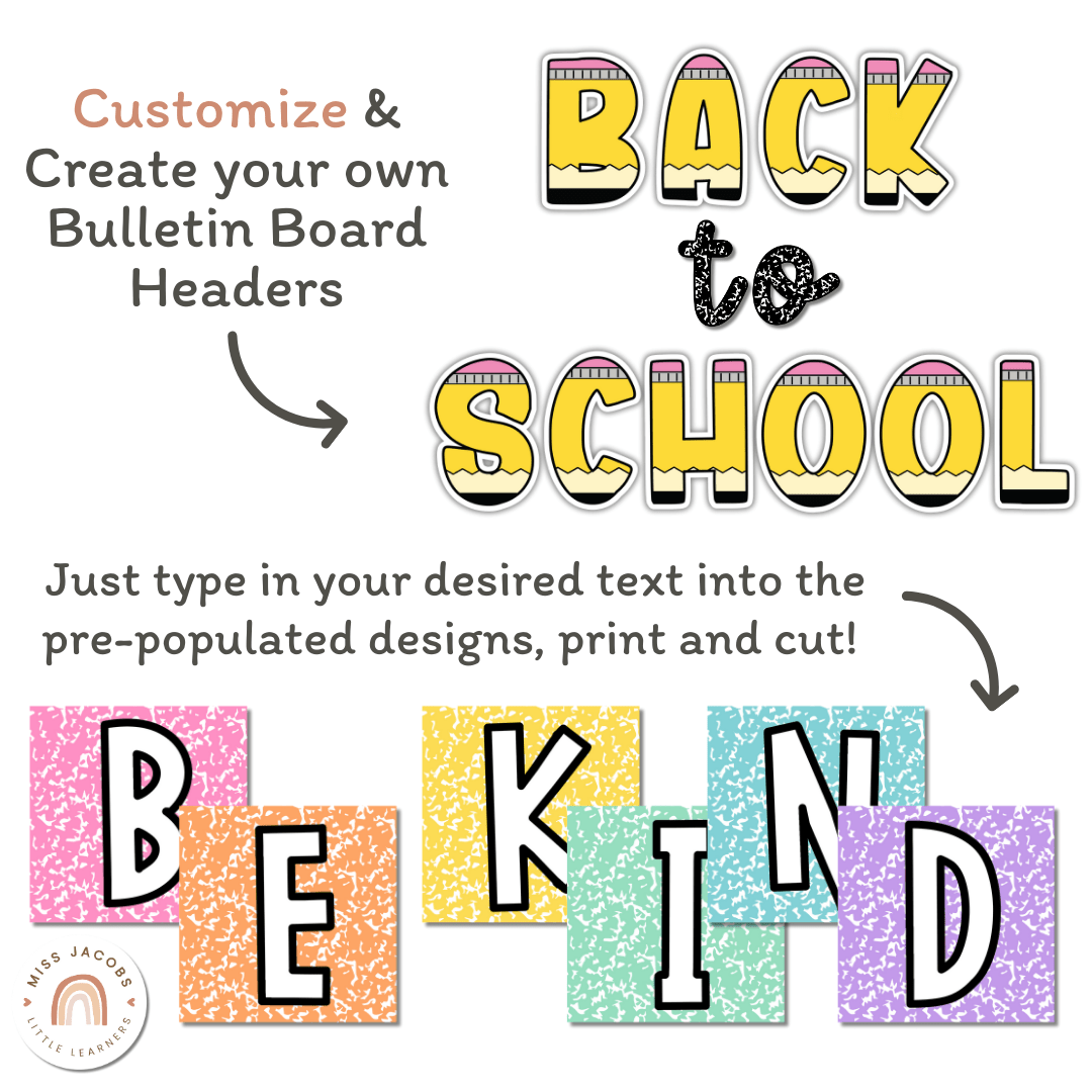 Bulletin Board Letters - Cutesy Classroom Theme - Miss Jacobs