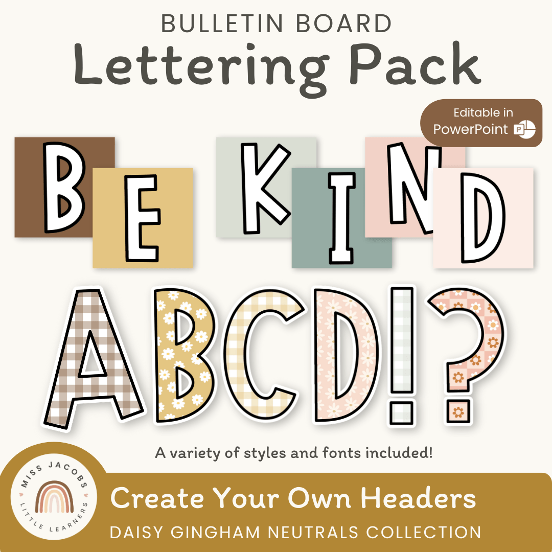 Bulletin Board Lettering Pack | Daisy Gingham Neutrals