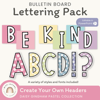 Bulletin Board Lettering Pack | Daisy Gingham Pastels – Miss Jacobs ...