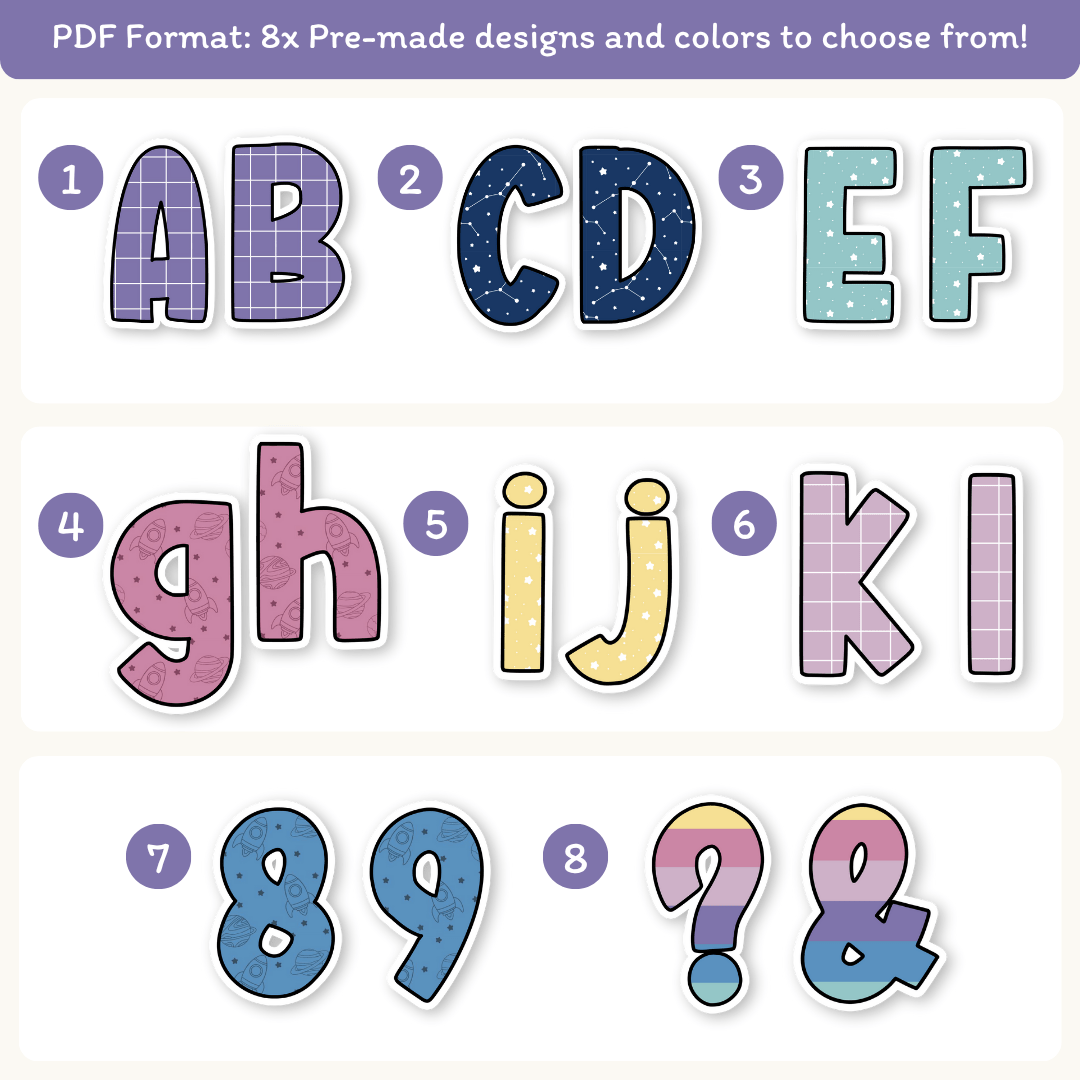 Bulletin Board Letters - Dreamy Space Theme Classroom Decor – Miss ...