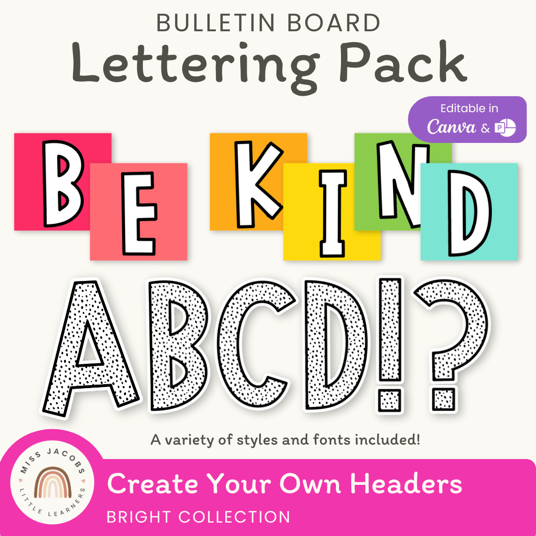Bulletin Board Letters - Spotty Bright Classroom Theme - MJLL