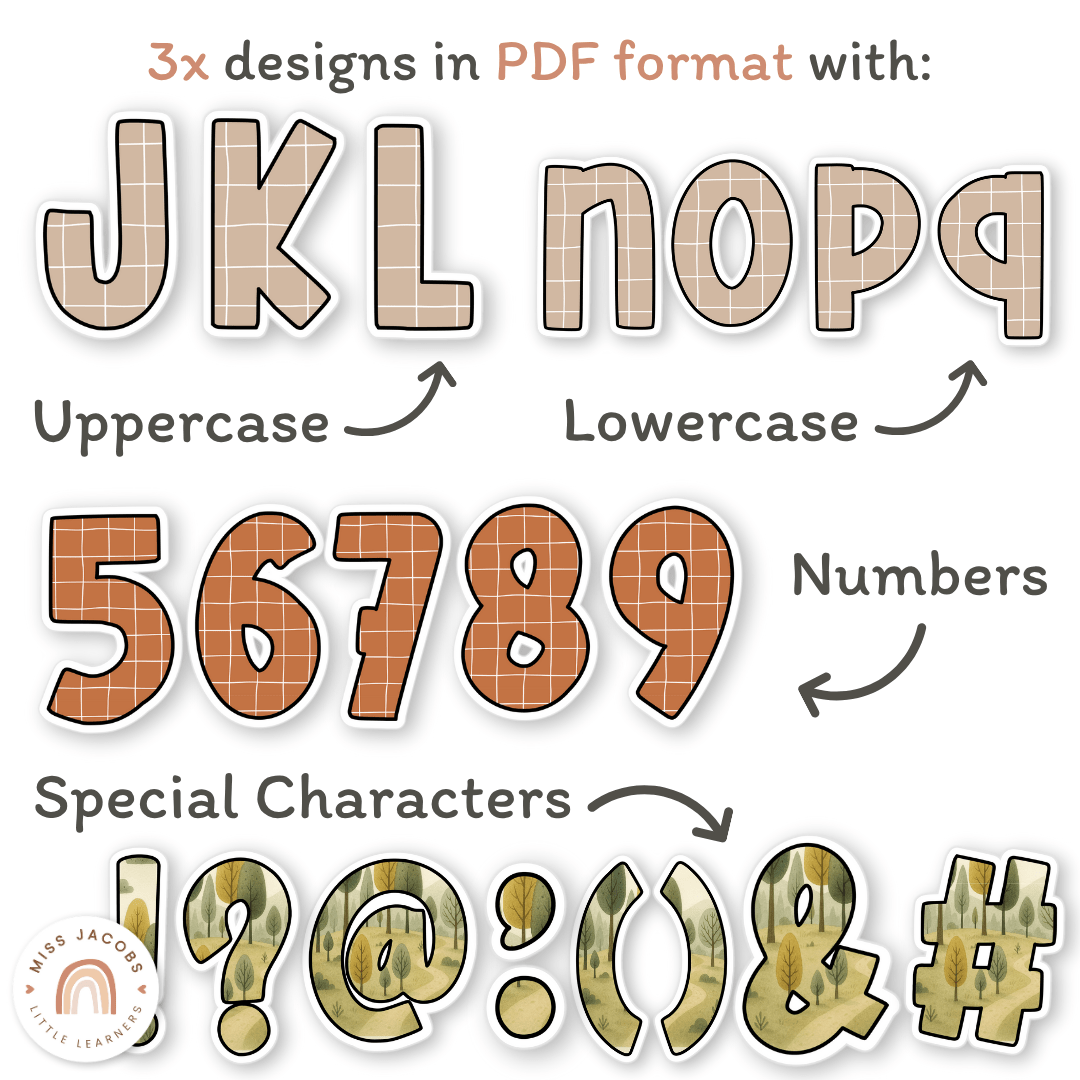 Bulletin Board Letters - Woodland Theme Classroom Decor - MJLL