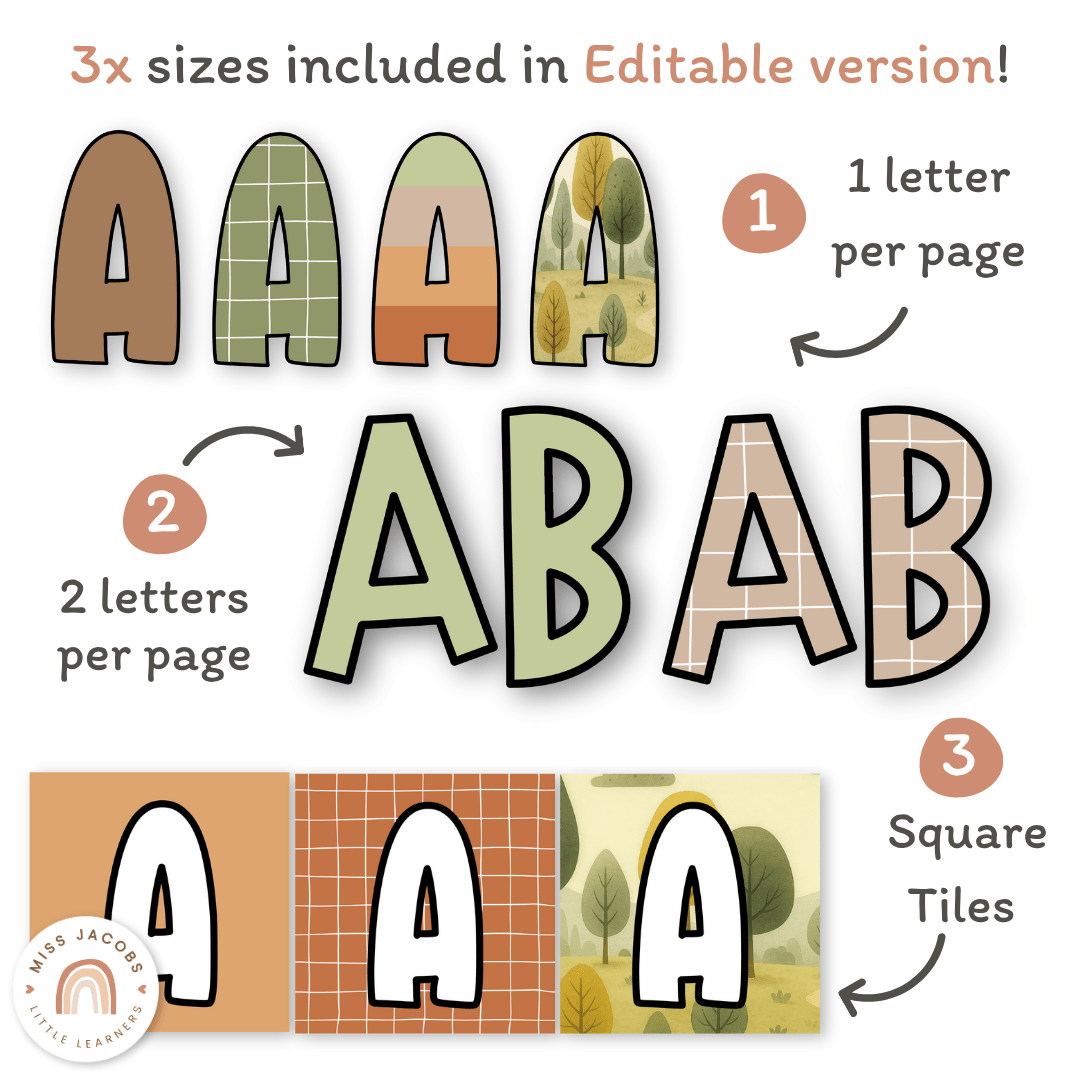 Bulletin Board Letters - Woodland Theme Classroom Decor - MJLL