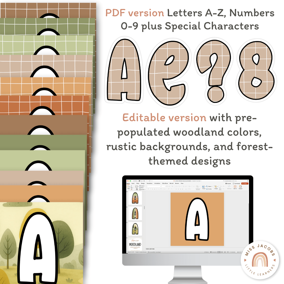Bulletin Board Letters - Woodland Theme Classroom Decor - MJLL