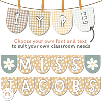 Bunting & Banners - Bulletin Board Letters - Daisy Gingham Neutrals