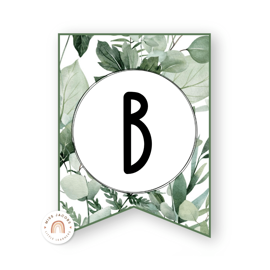Bunting Banners - Bulletin Board Letters - Modern Botanical Theme - MJLL