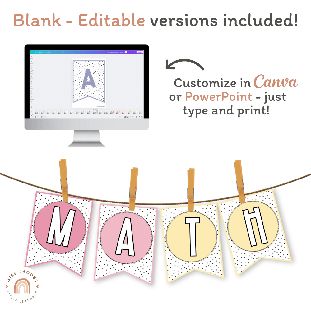 Bunting & Banners - Bulletin Board Letters - Spotty Pastel - MJLL ...