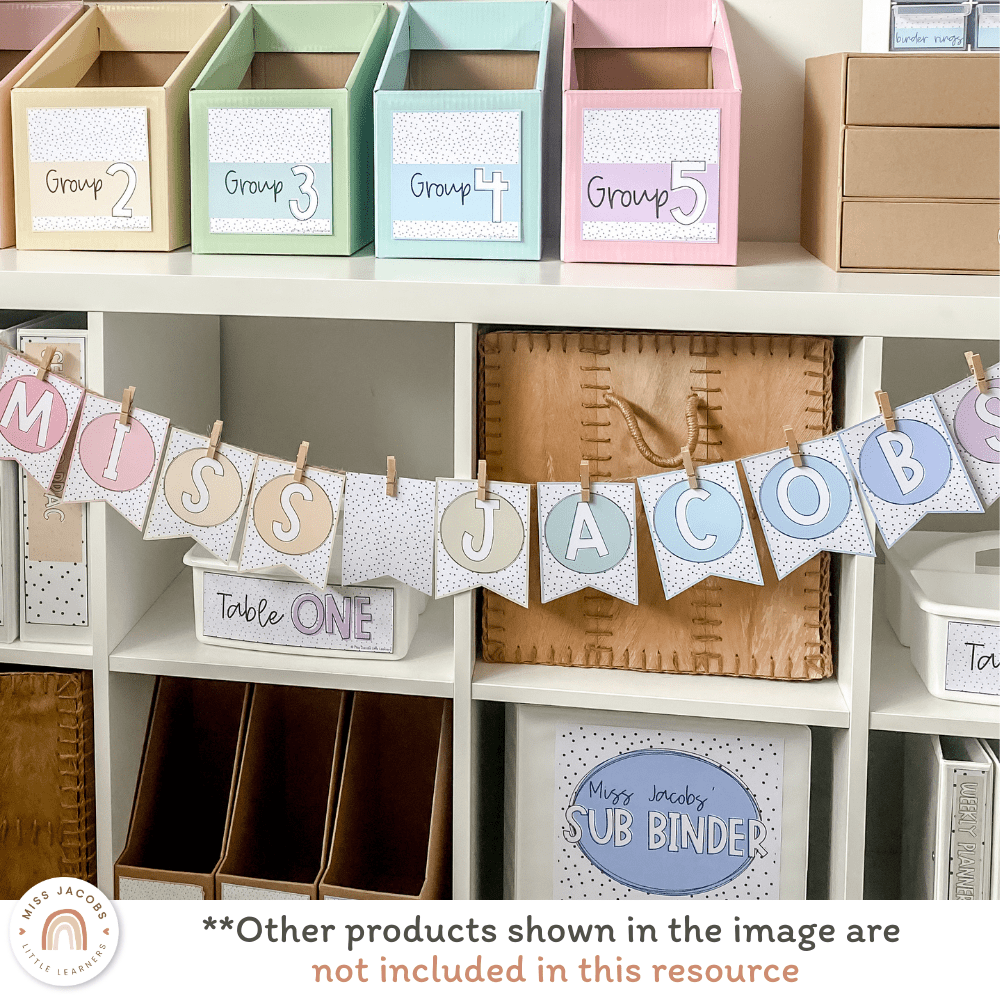 Bunting & Banners - Bulletin Board Letters - Spotty Pastel - MJLL ...
