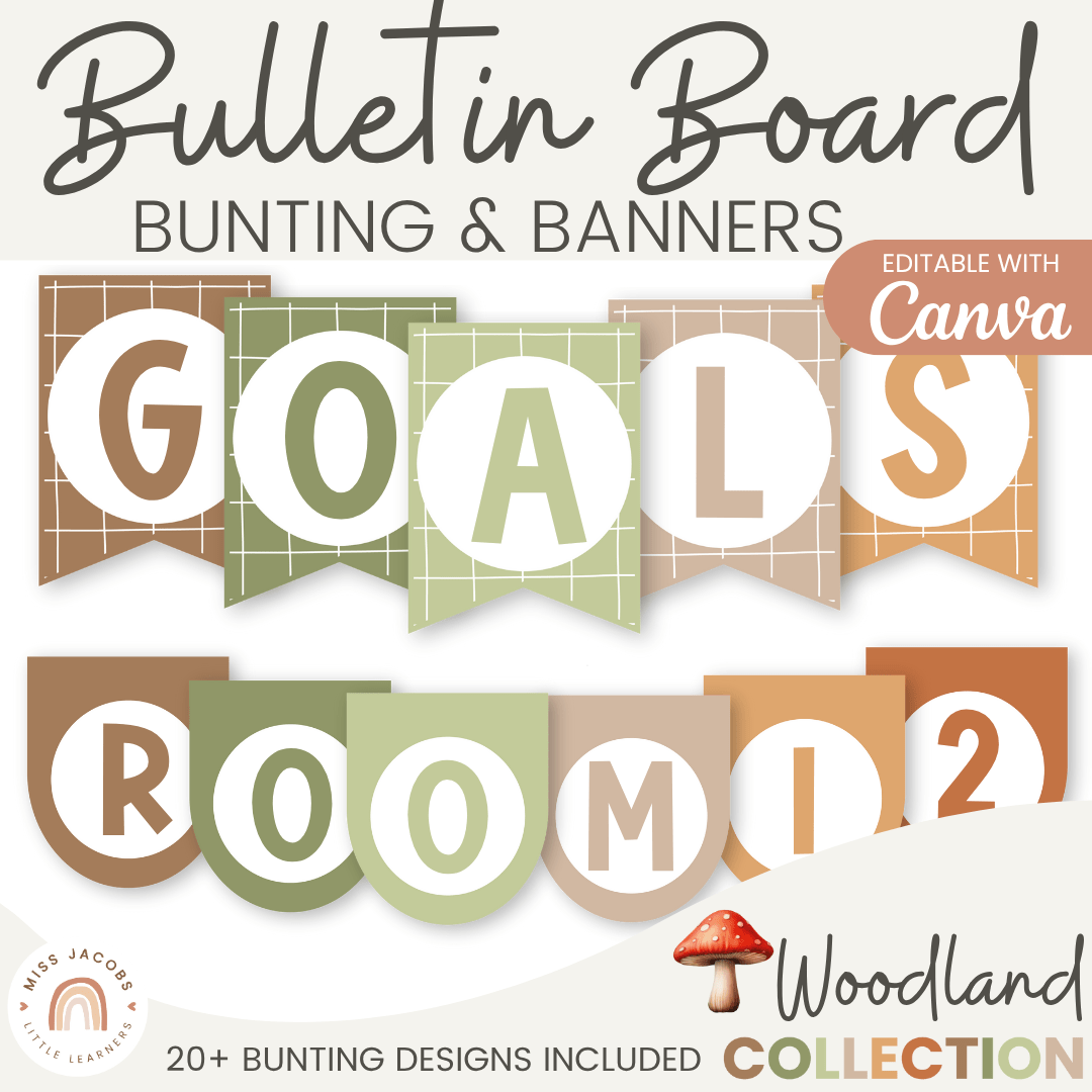 Bunting Banners - Bulletin Board Letters - Woodland Theme - MJLL
