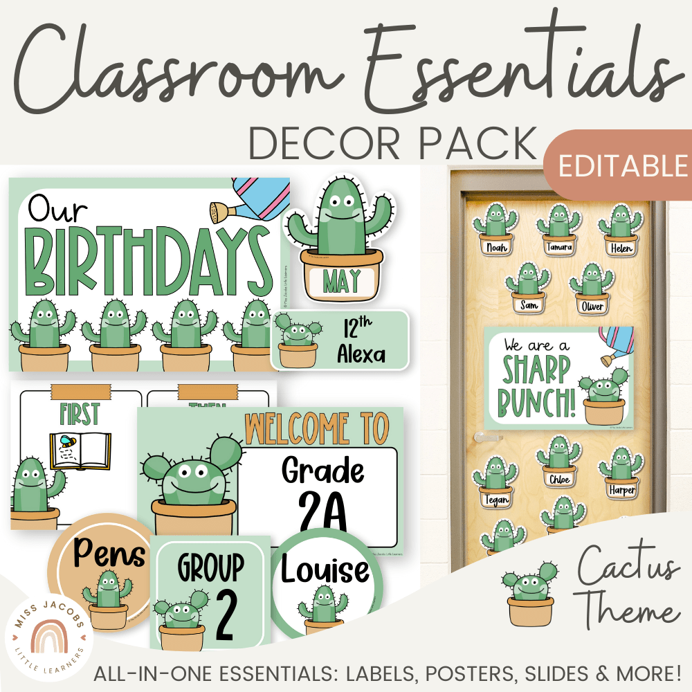 Cactus Theme Classroom Essentials Decor Pack - Miss Jacobs