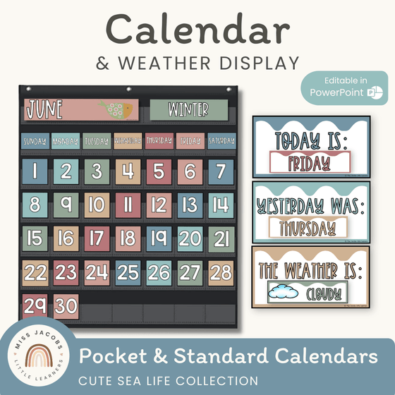 Calendar & Weather Display - Cute Sea Life Classroom Decor – Miss ...