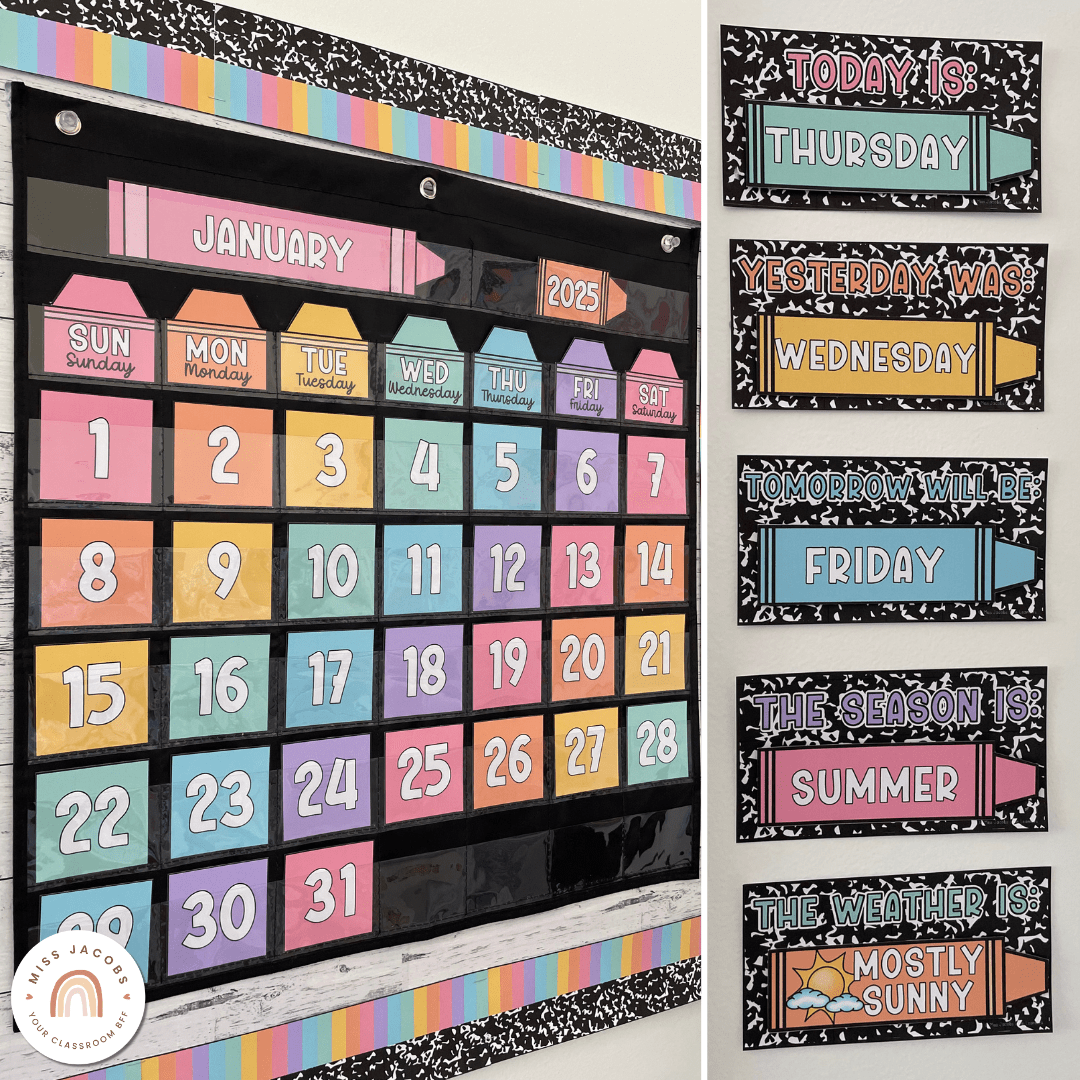 Calendar & Weather Display - Cutesy Classroom Theme - Miss Jacobs