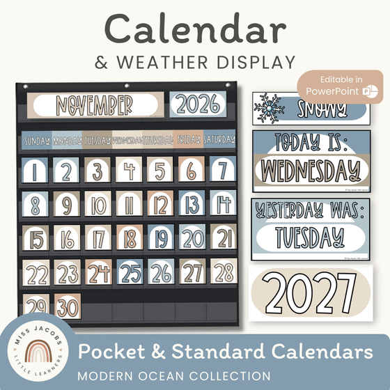 Calendar & Weather Display - Modern Ocean Classroom Decor – Miss Jacobs ...