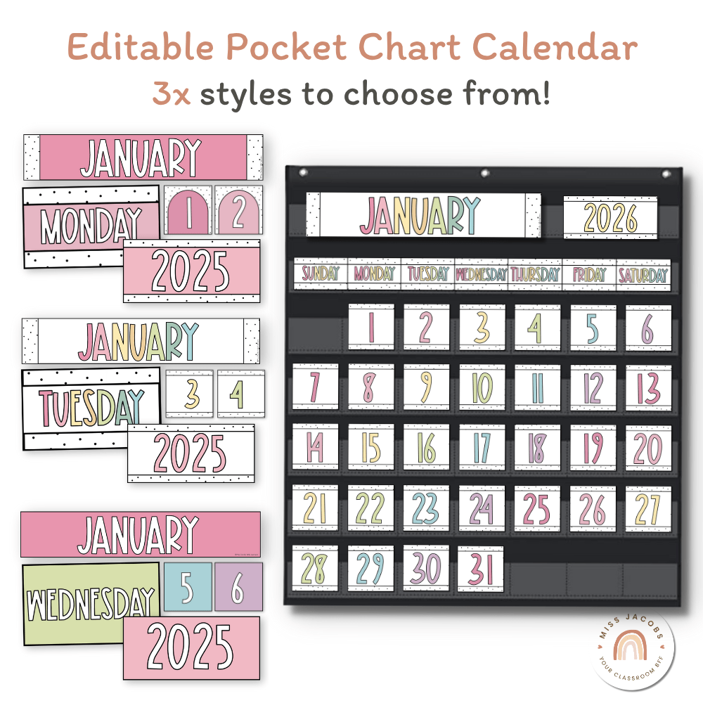 Calendar & Weather Display - Spotty Pastel Classroom Decor - MJLL