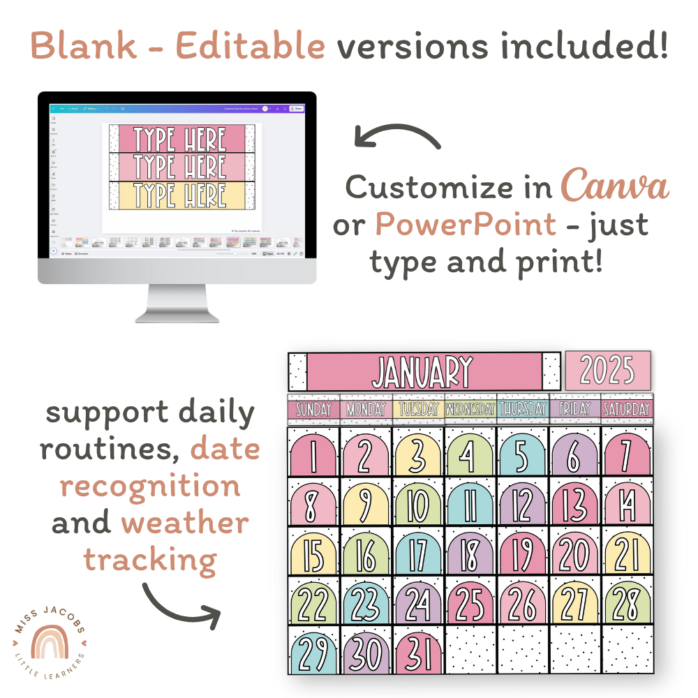 Calendar & Weather Display - Spotty Pastel Classroom Decor - MJLL