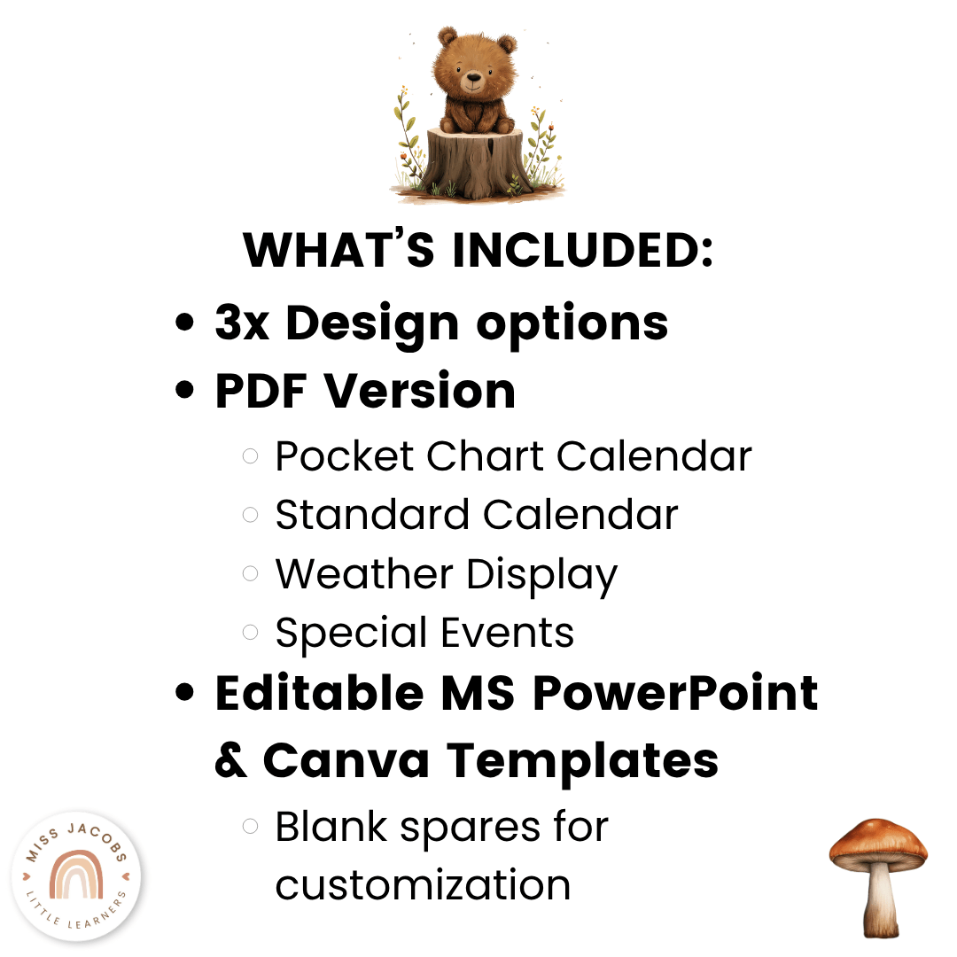 Calendar & Weather Display - Woodland Classroom Decor - MJLL