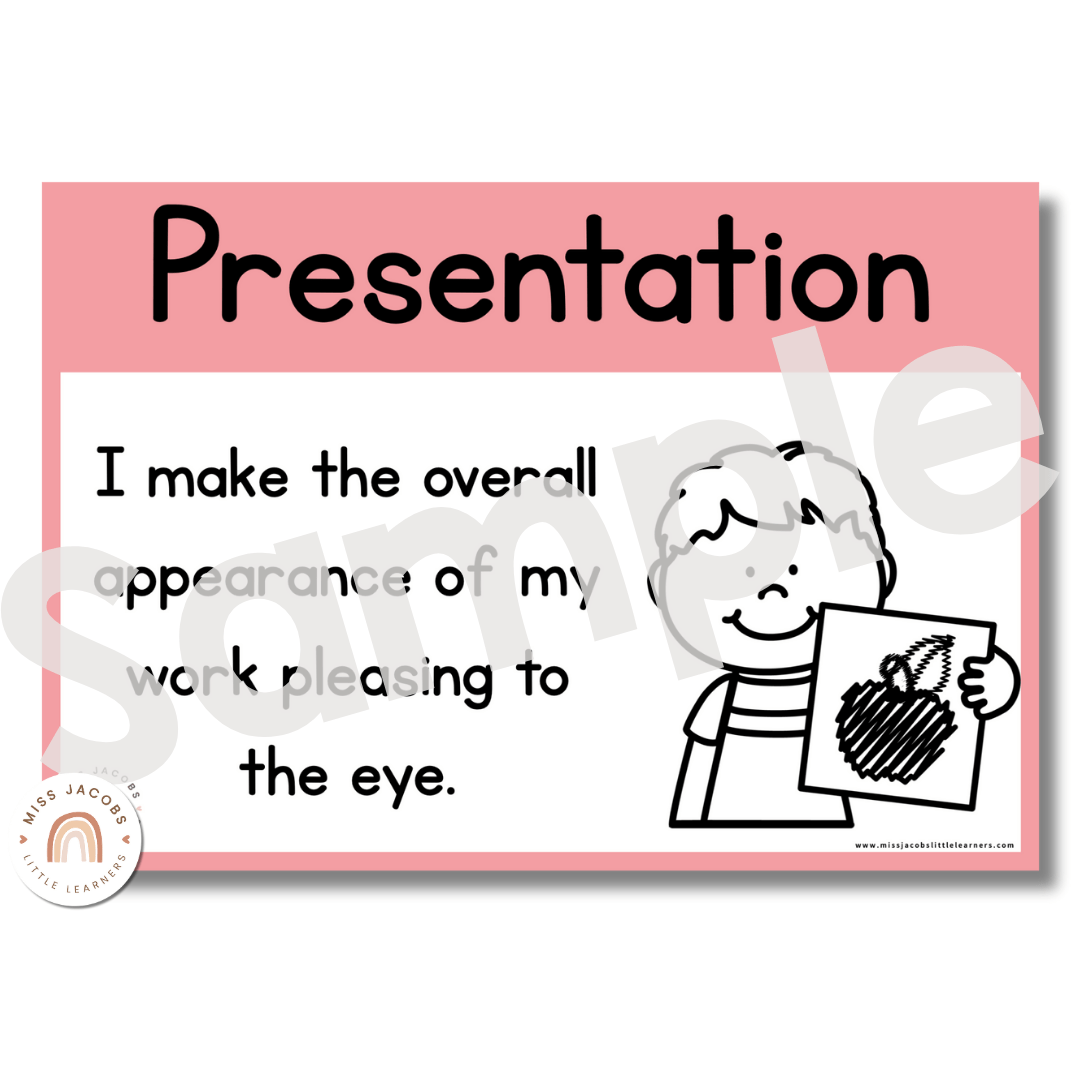 English Posters Reading and Writing Bundle - Rainbow Calm Colors