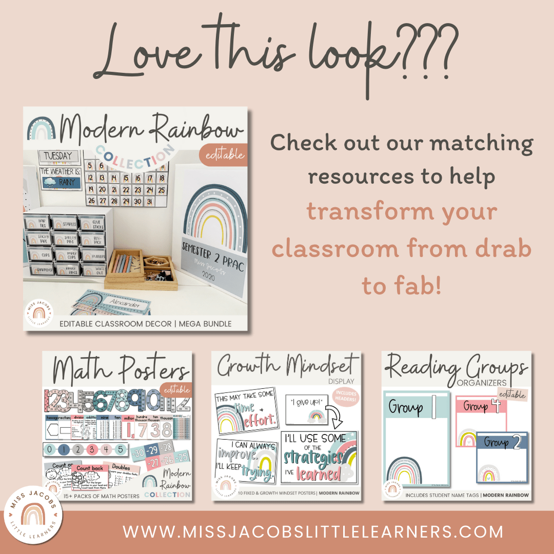 Calm Colors Decor | English Posters Bundle | MODERN RAINBOW Color Pale ...