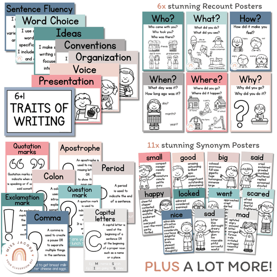 Calm Colors Decor | English Posters Bundle | MODERN RAINBOW Color Pale ...